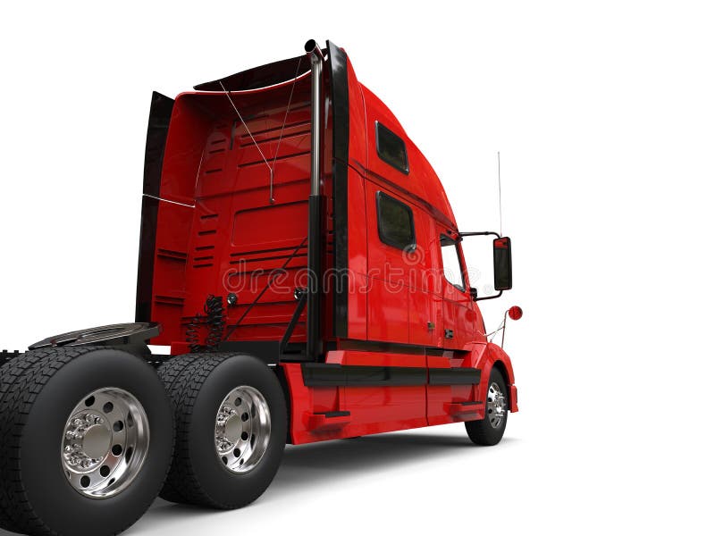 Big Red Modern Semi - Trailer Truck - Back View Stock Illustration ...