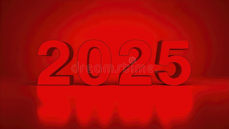 Big Red Numbers Representing the Year 2025 Against a Vibrant Red ...
