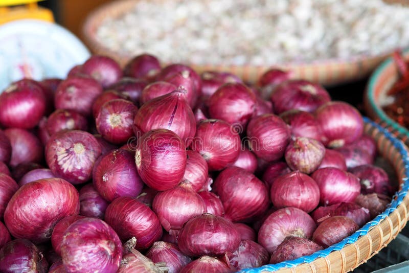 Big Red Onions in the Basket for Sell Stock Photo - Image of cooking ...