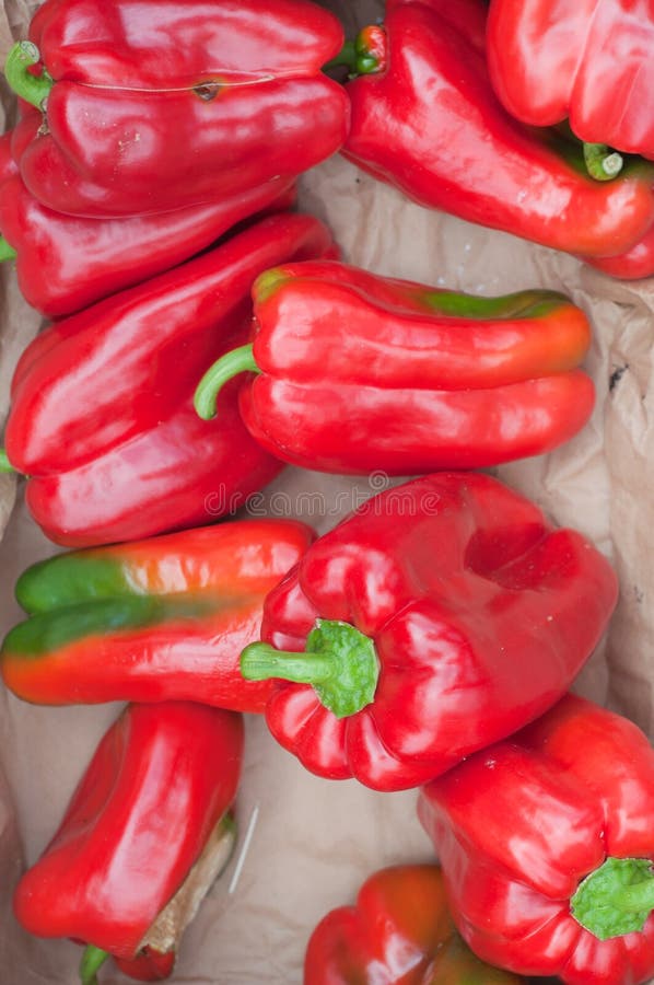 Big red peppers in a box stock photo. Image of food, vegetable - 35004540