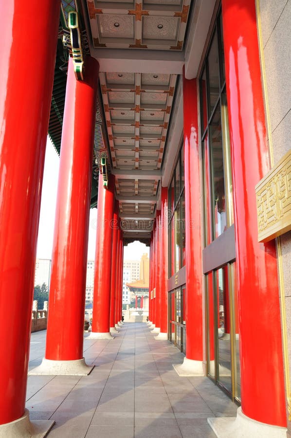 Big red pillars stock image. Image of decoration, reflection - 12730735