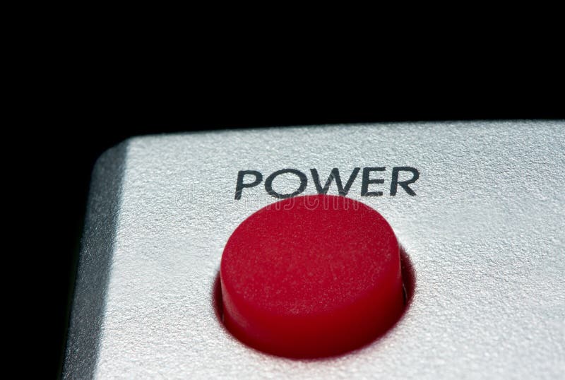 Big Red Power Button Isolated on Black Stock Photo - Image of concept ...