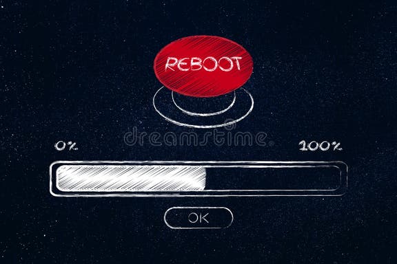 Big Red Reboot Button with Progress Bar Loading Stock Illustration ...