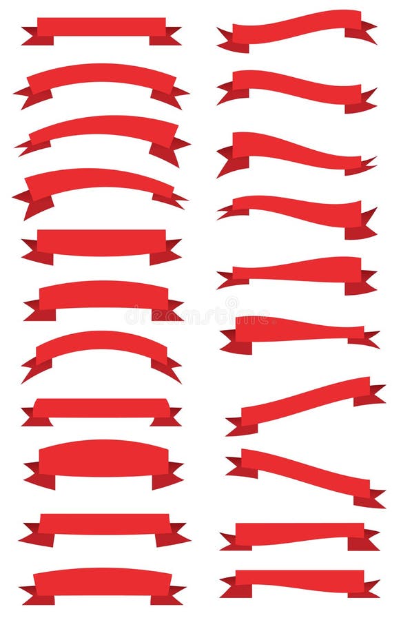 Big Red Ribbons Set, Isolated on White Background Stock Illustration ...