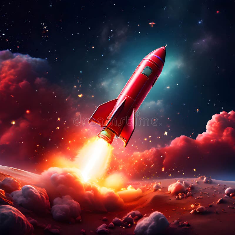 Rocket Takes Off from the Launch Base Stock Vector - Illustration of ...