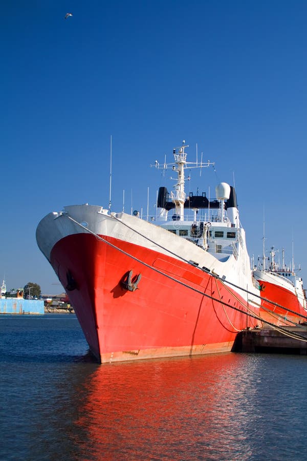 Big red ship stock image. Image of unloading, ship, ocean - 4290257