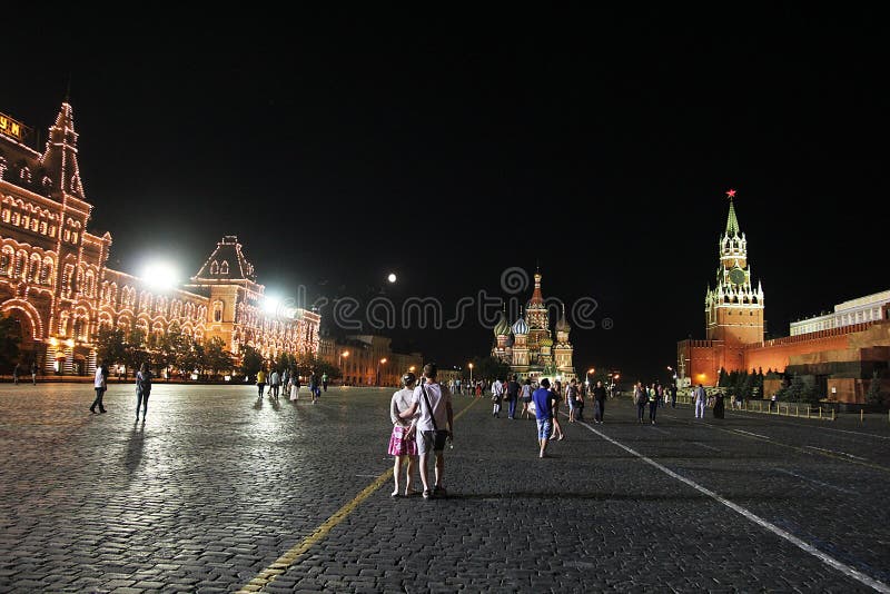 Red square night editorial stock image. Image of square - 120540504