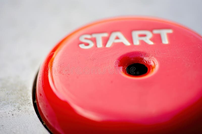 Big Red Start Button, Close-up Stock Illustration - Illustration of ...