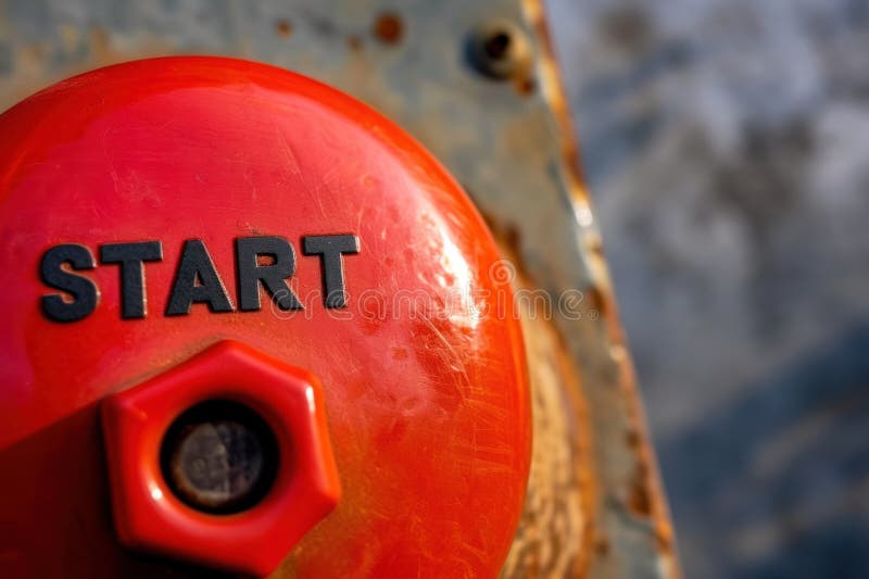 Big Red Start Button, Close-up Stock Illustration - Illustration of ...