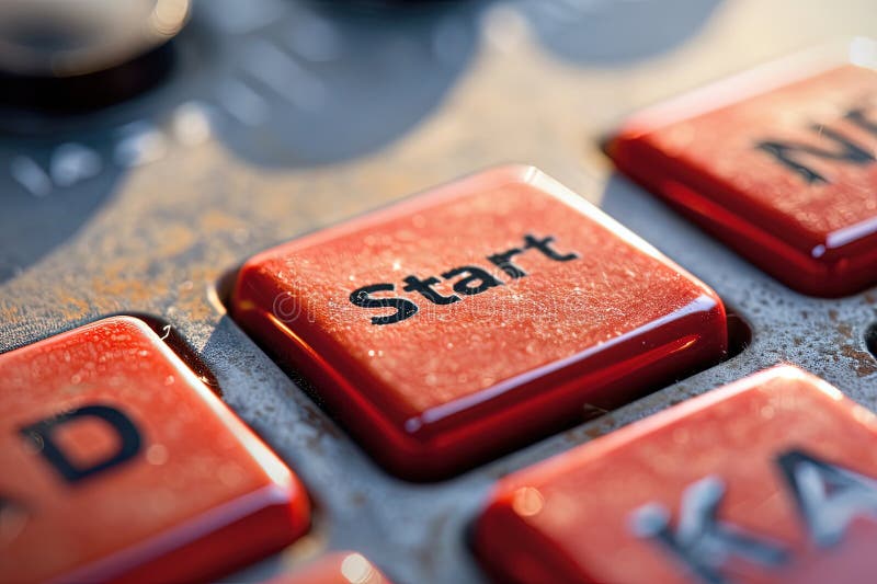 Big Red Start Button. Generative AI Stock Illustration - Illustration ...