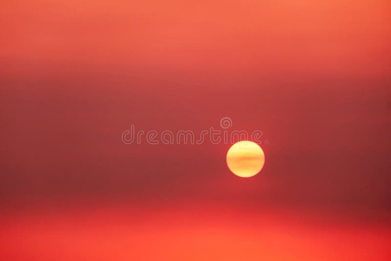A Big Red Sun in the Sunset Sky, a Summer Landscape. Evening Sky in Ho ...