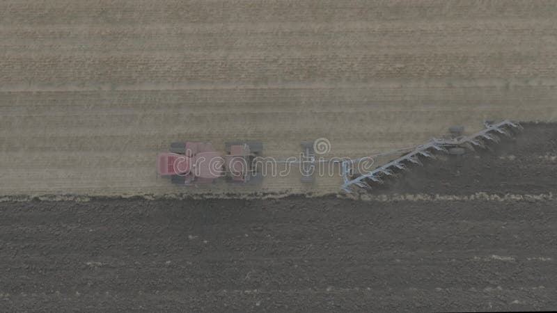 Big Red Tractor on on Rubber Tracks, Pulling Productive Reverse Plow on ...