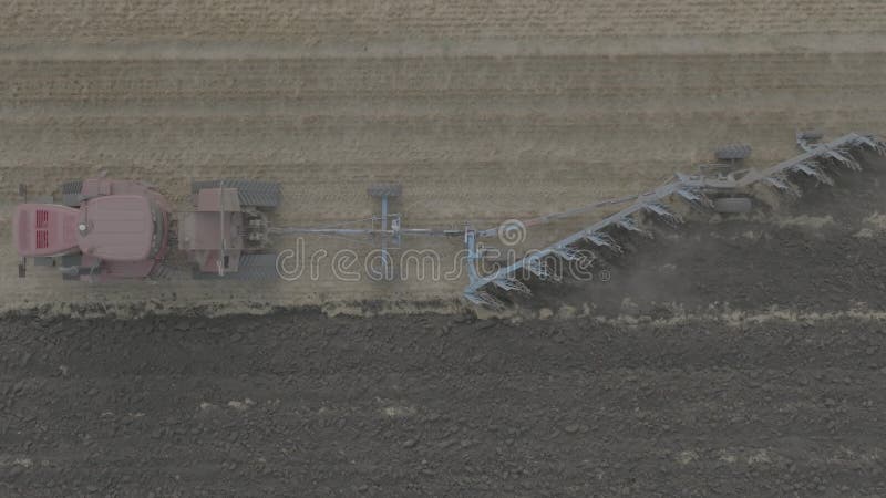 Big Red Tractor on on Rubber Tracks, Pulling Productive Reverse Plow on ...