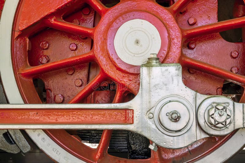 Big Red Wheel Old Locomotive Stock Photo - Image of retro, locomotive ...