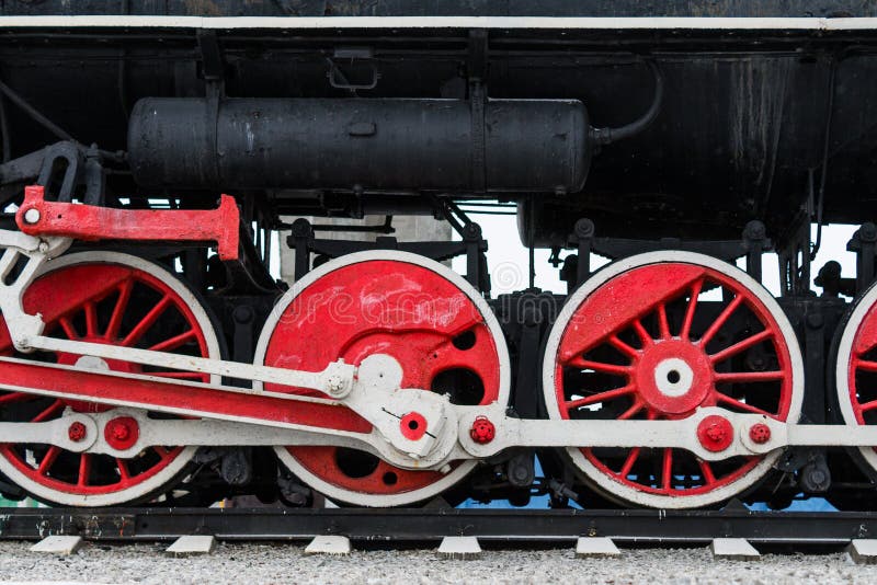 Big Red Wheels of a Old Train Stock Image - Image of detail, freight ...