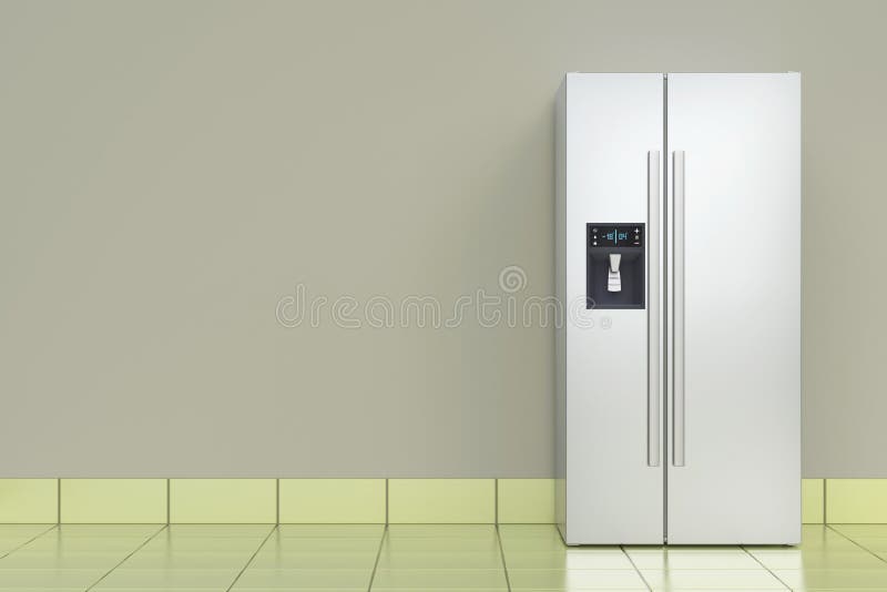 Big Refrigerator in the Kitchen Stock Illustration - Illustration of ...