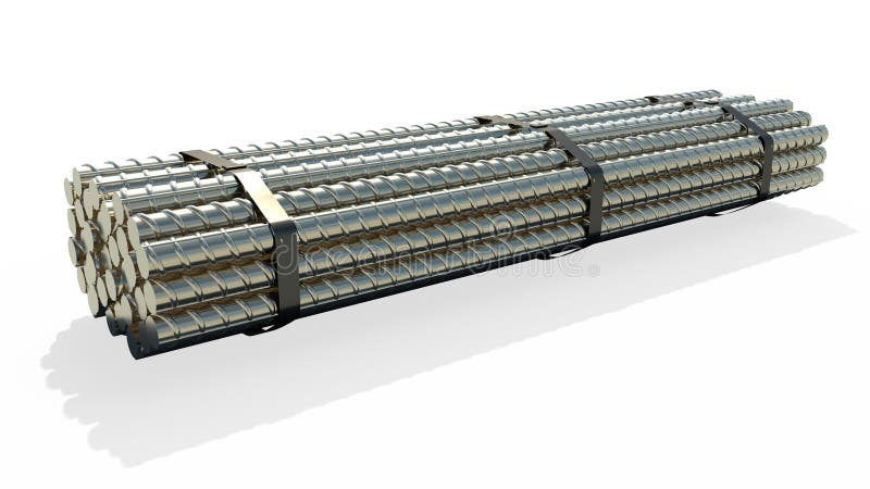 Big Reinforcing Steel Pack. Isolated Industrial 3D Rendering Stock ...
