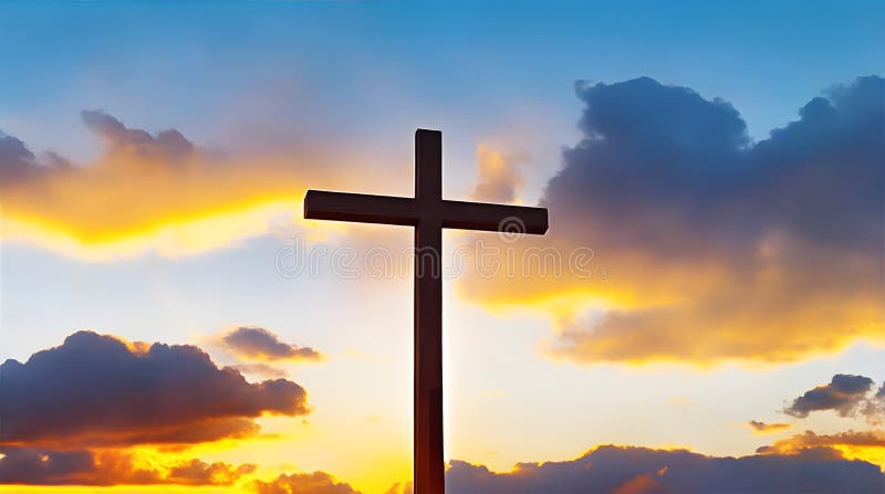Big Religious Cross on the Sky at Sunset Stock Photo - Image of minimal ...