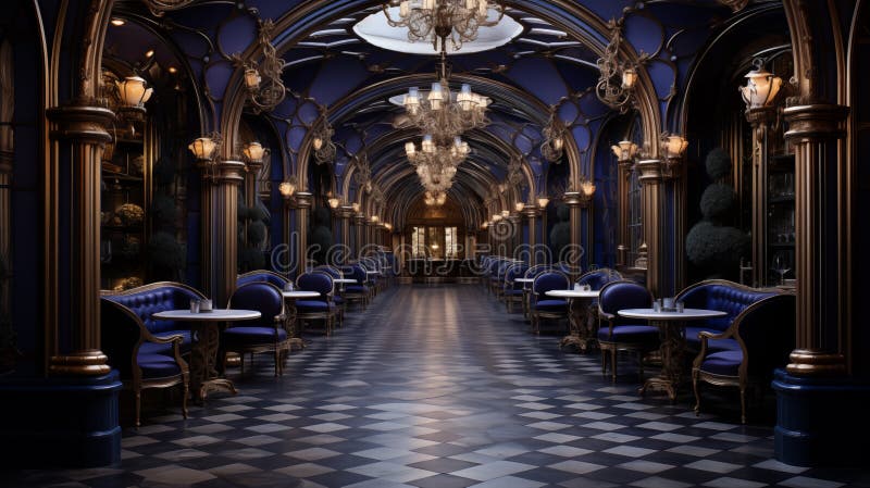 Big Restaurant with Hallway Stock Illustration - Illustration of ...