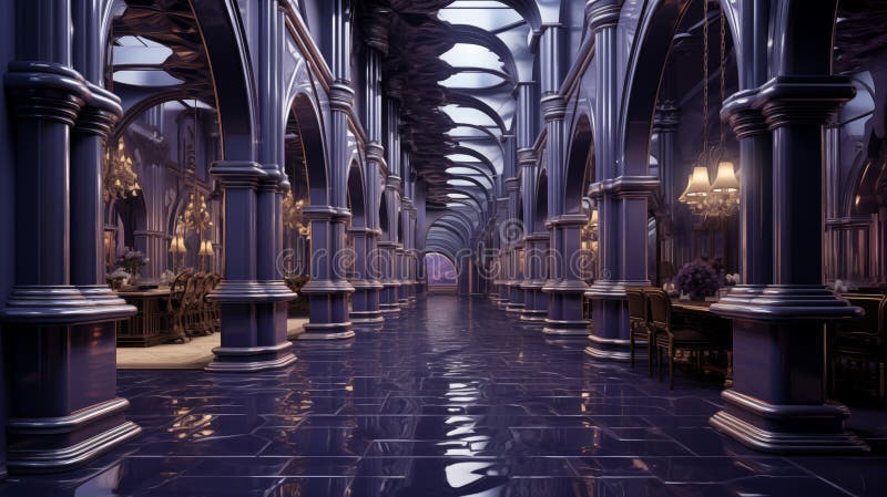 Big Restaurant with Hallway Stock Illustration - Illustration of ...