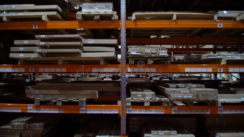 Shelves with Goods in Cardboard Boxes and Packages Full of in Retail ...