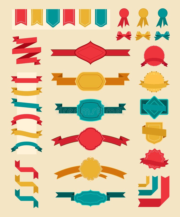 Set of Retro Ribbons and Labels Stock Vector - Illustration of emblem, banner: 24554982