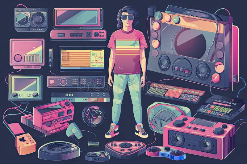 A Big Retro Set of the 90s, 80s. Guy Dancing and Games, Cassette ...