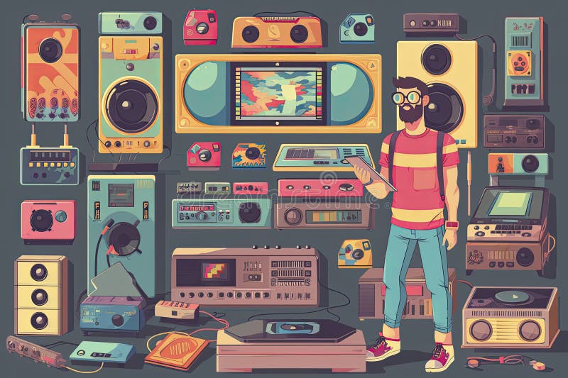 A Big Retro Set of the 90s, 80s. Guy Dancing and Games, Cassette ...