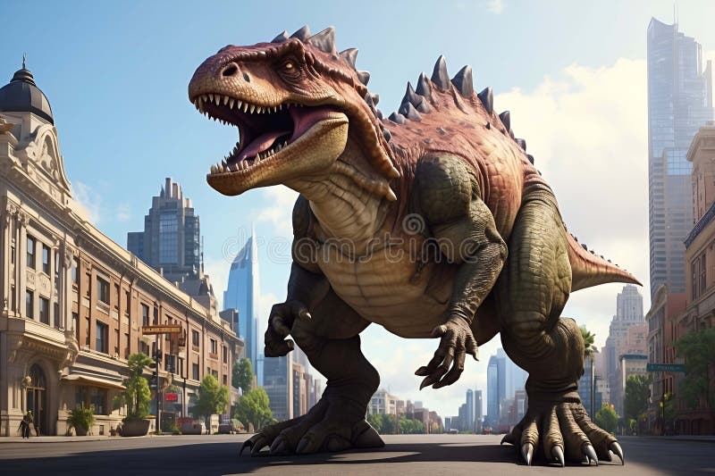 A Big Rex Dinosaur in a City Illustrations Stock Illustration ...