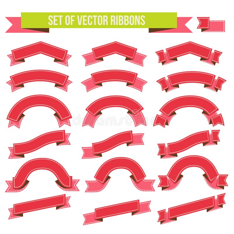Big Ribbons Set, Isolated on White Background Stock Vector ...