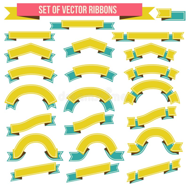 Big Ribbons Set, Isolated on White Background Stock Vector ...