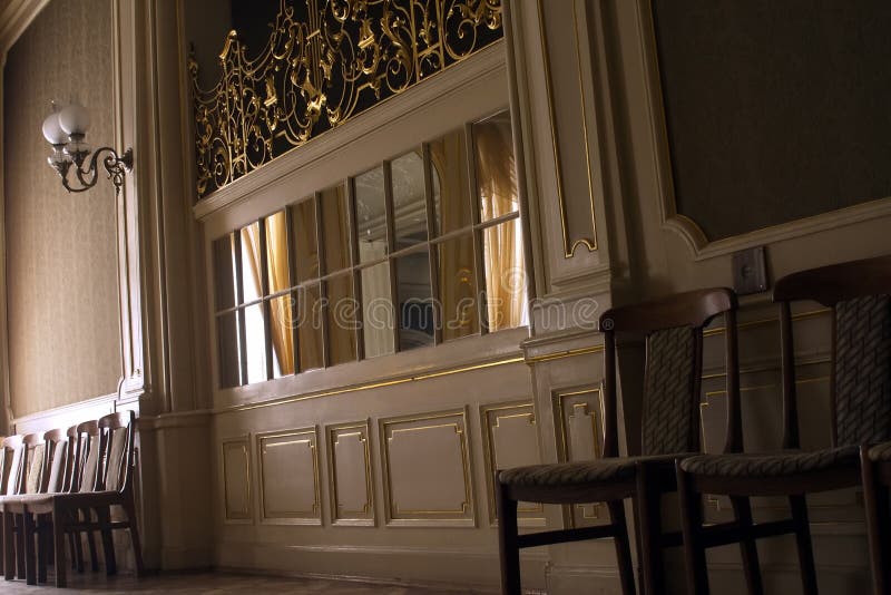 Big Rich Hall with Mirror Window Stock Image - Image of grate, door ...