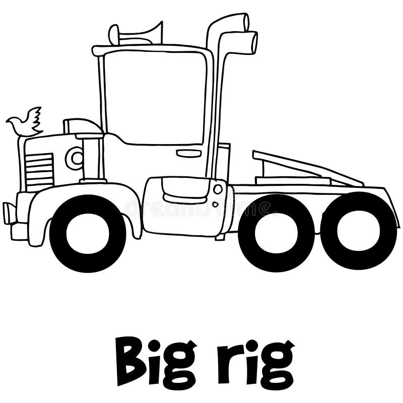Big Rig with Hand Draw Vector Stock Vector - Illustration of truck ...