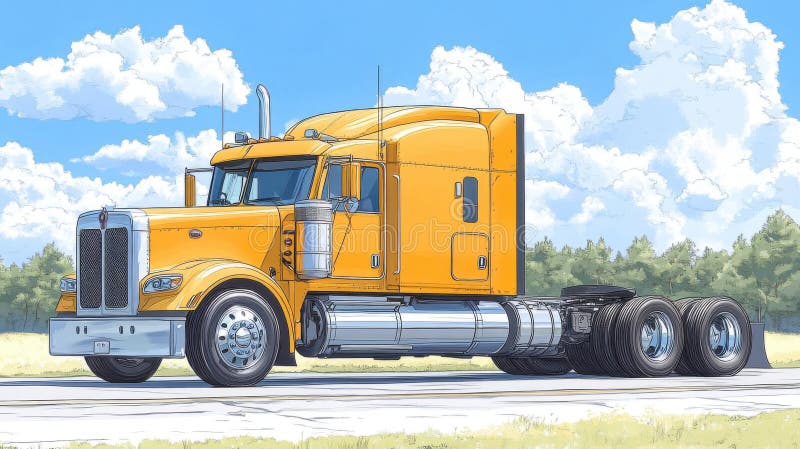 Big Rig on Open Road stock photo. Image of open, asphalt - 385342144