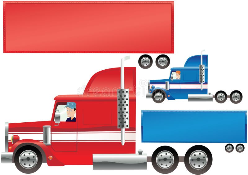 Big Rig and trailer stock vector. Illustration of country - 72000430