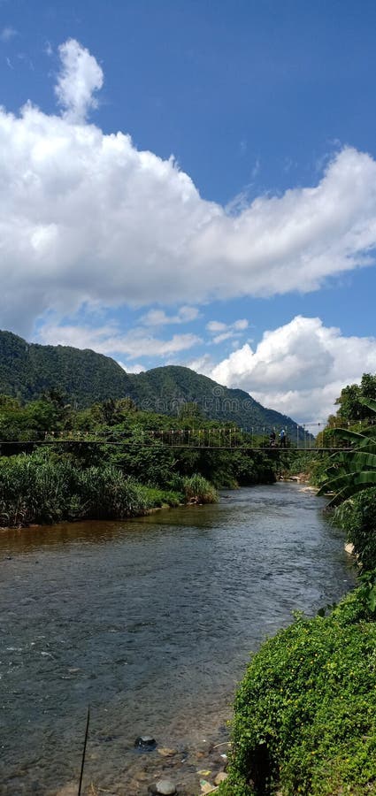 The Bridge Over the Beautiful River in the Village of Barabai Stock ...