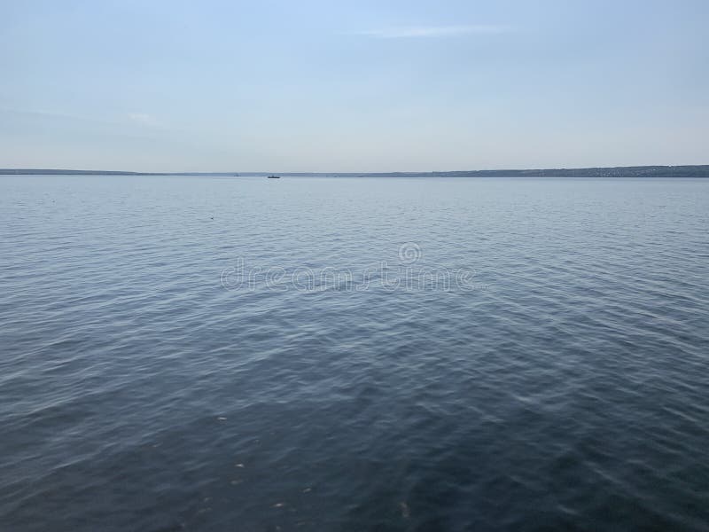 Big river and distant land stock image. Image of nature - 197321681