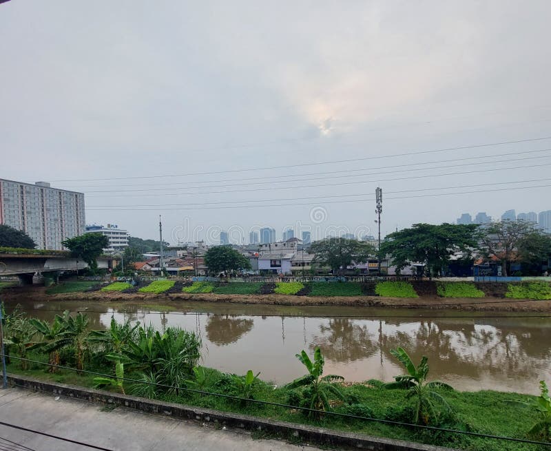 Big River in the Middle of Residential Area Stock Image - Image of ...