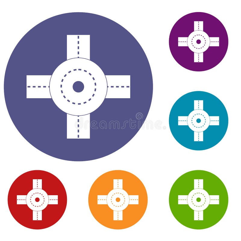 Big Road Junction Icons Set Stock Vector - Illustration of icons ...