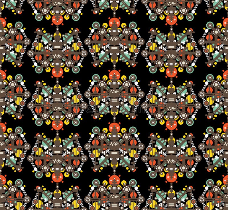 Big Robots Seamless Pattern in Black. Stock Vector - Illustration of ...