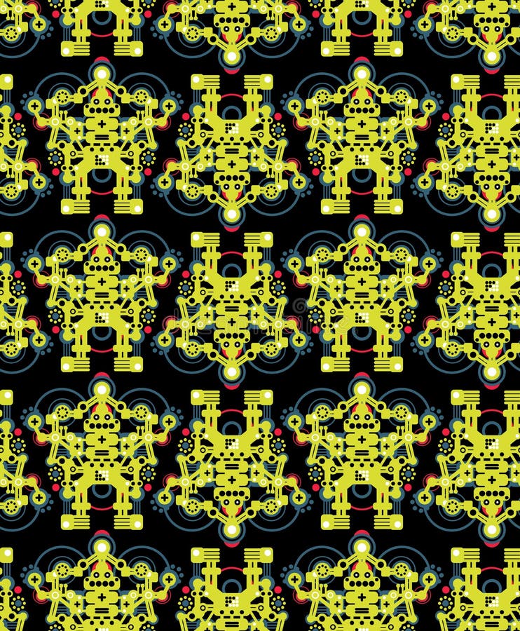 Big Robots Seamless Pattern in Green. Stock Vector - Illustration of ...