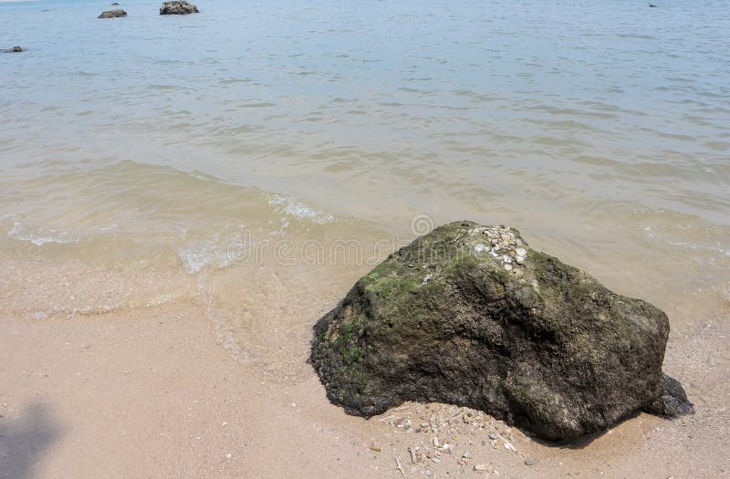 Big Rock on the Beach during the Day Stock Photo - Image of negative ...