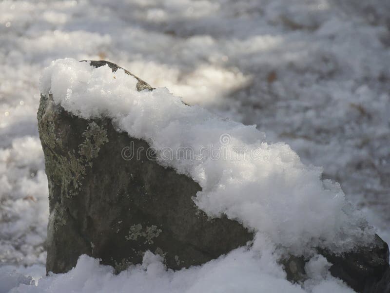Rock Covered with a Layer of Snow Stock Image - Image of cold, nature ...