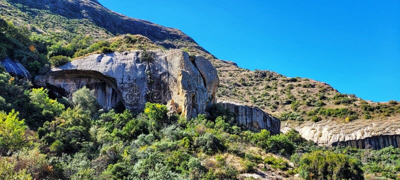 Big Rock on Side of Mountain Blue Sky Stock Image - Image of adventure ...