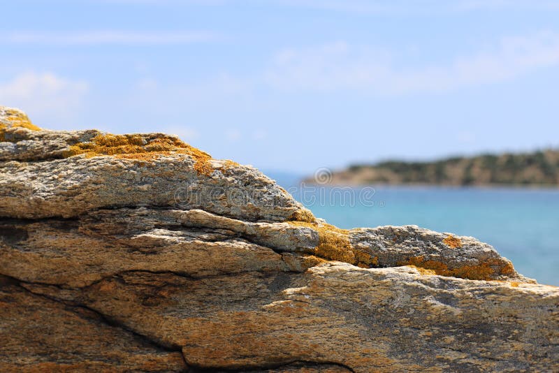 Big Rock on a Sky and Sea Background, Greece, Halkidiki Stock Image ...