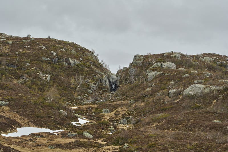 Big Rock Stuck between the Faces of Two Cliffs Stock Photo - Image of ...