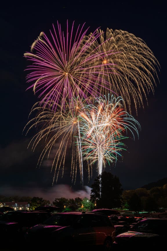Giant Rocket Fireworks Exploding at Night Stock Image - Image of flash ...
