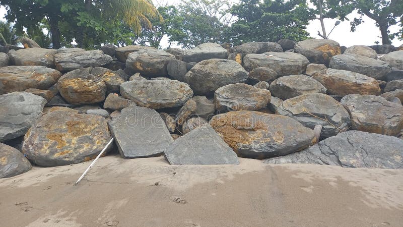 Big Rocks by the Beach with Beautiful Sand Stock Image - Image of sand ...