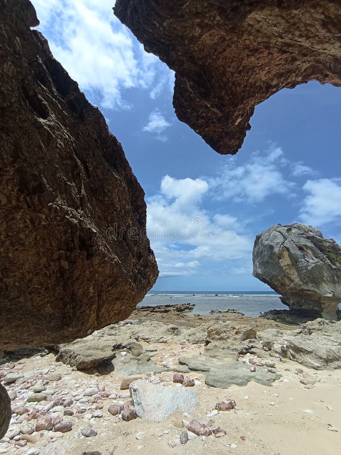 Big Rocks in Beach for Tourism Stock Photo - Image of terrain, geology ...