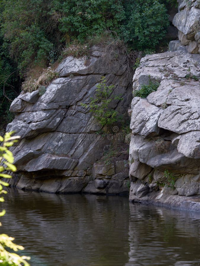 Big Rocks and Forest Behind Lake. Stock Image - Image of harmony ...
